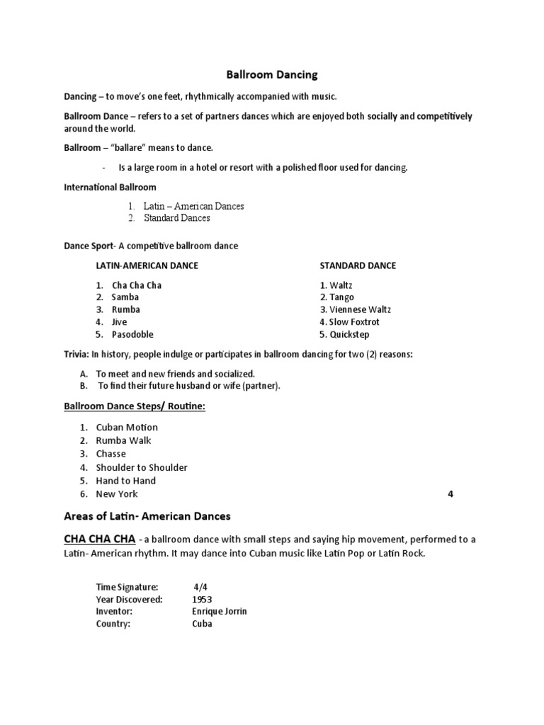 Ballroom Dancing: Ballroom Dance Steps/ Routine | PDF | Ballroom Dance ...