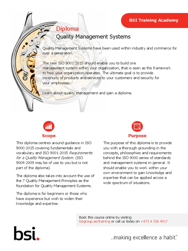 BSI Diploma in Quality Management Systems | PDF | Quality Management ...