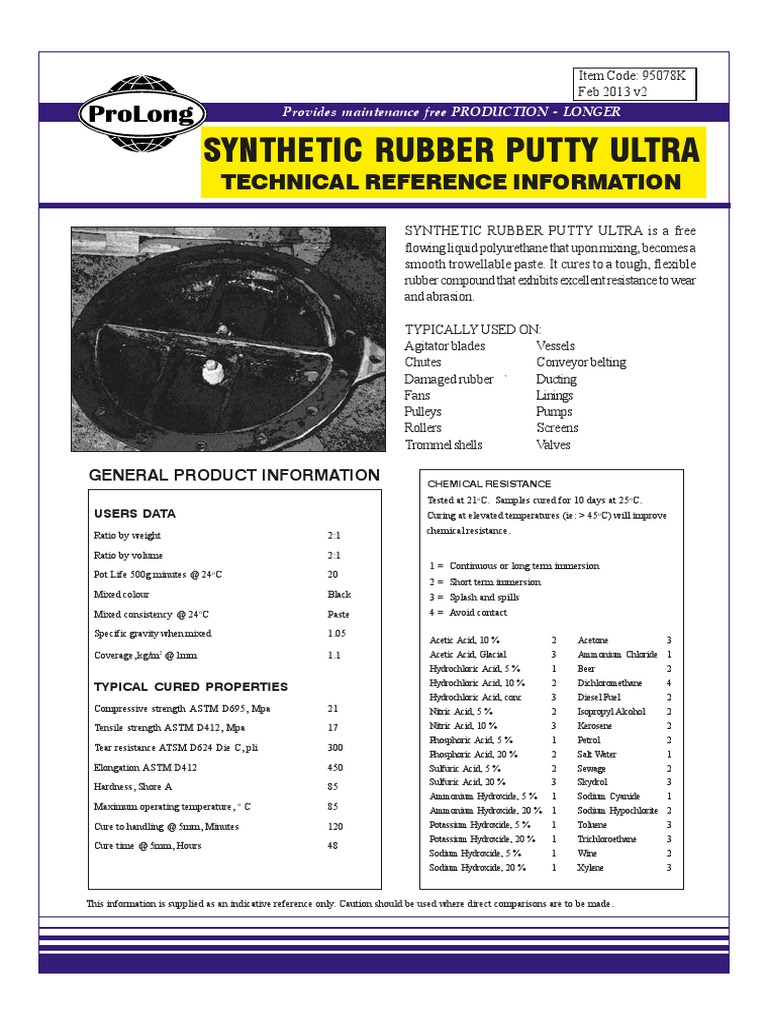 Synthetic Rubber Putty Ultra: Technical Reference Information | PDF ...