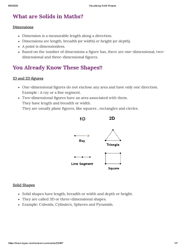 Visualising Solid Shapes Notes | Download Free PDF | Length | Shape