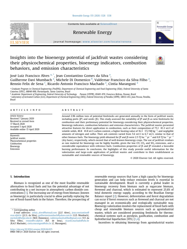 Renewable Energy: Sciencedirect | PDF | Bioenergy | Power Resources