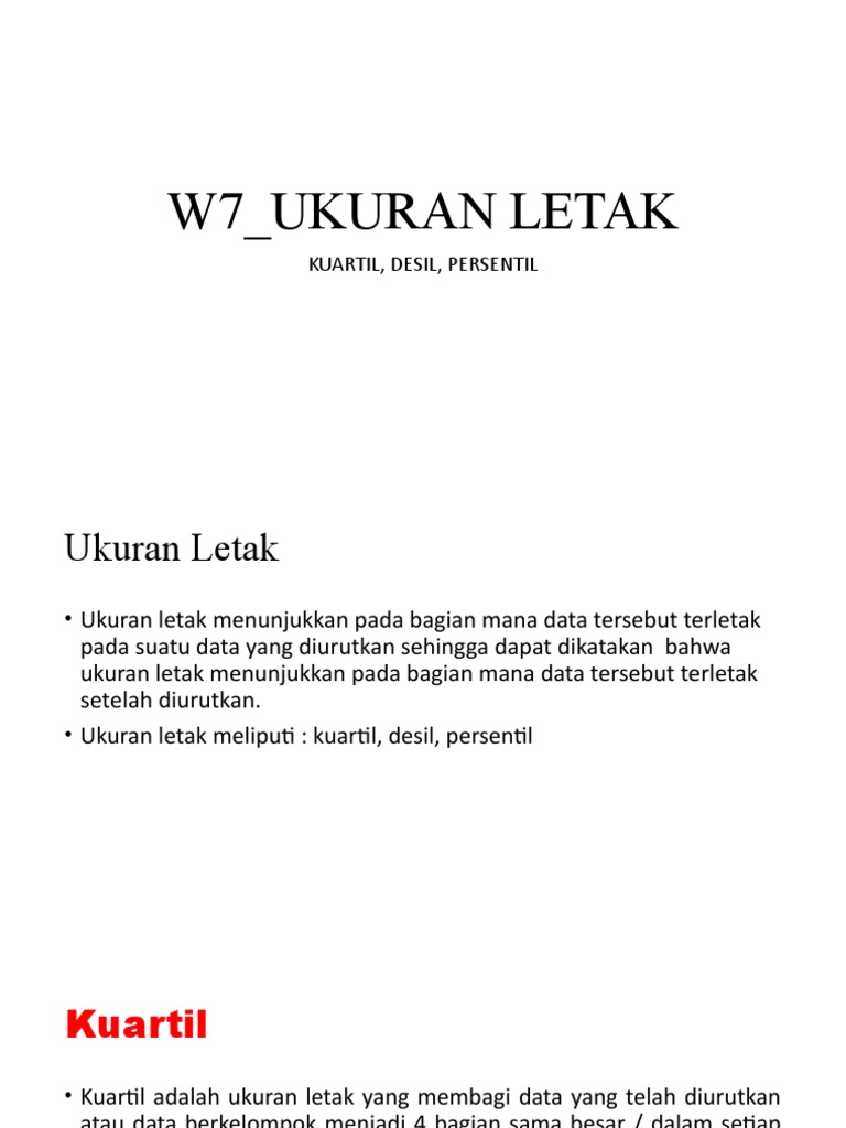 Ukuran Letak: Kuartil, Desil, Persentil | PDF