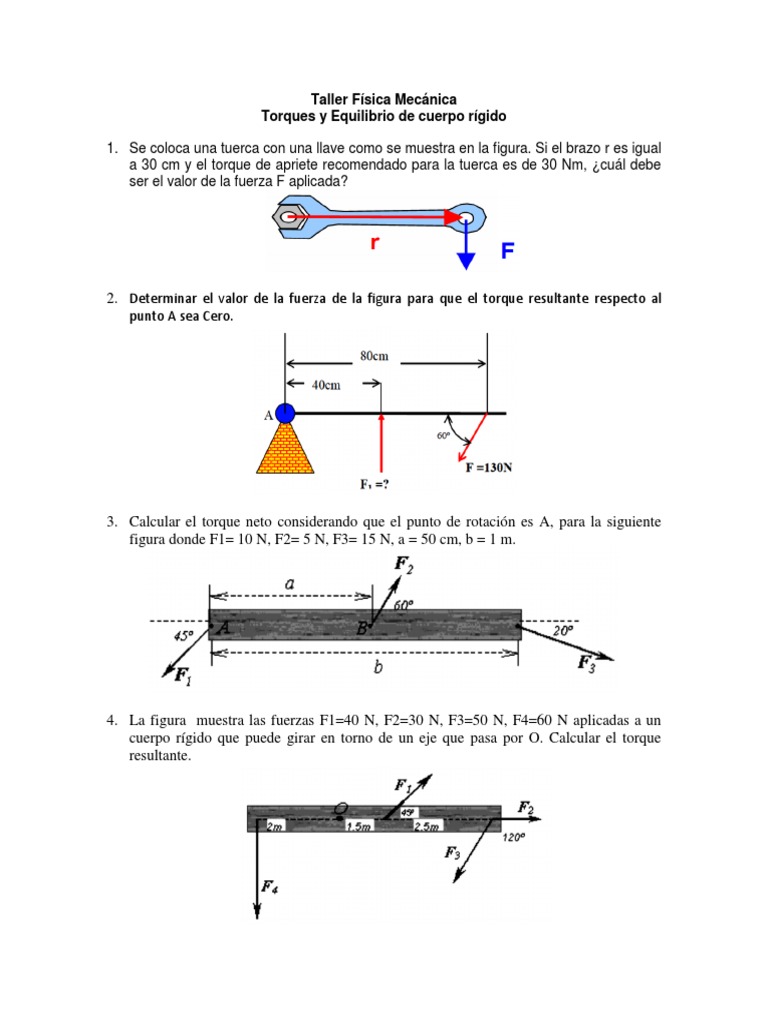 Torques y Equilibrio de Cuerpo Rigido | PDF