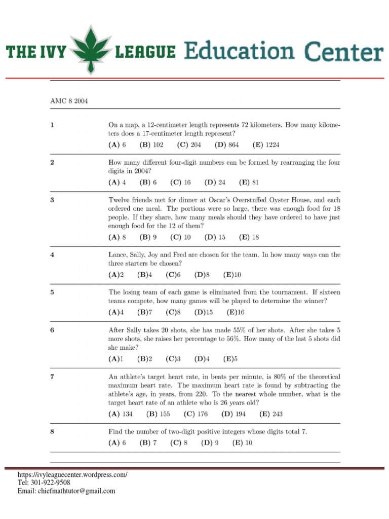 2004 Amc 8 | PDF