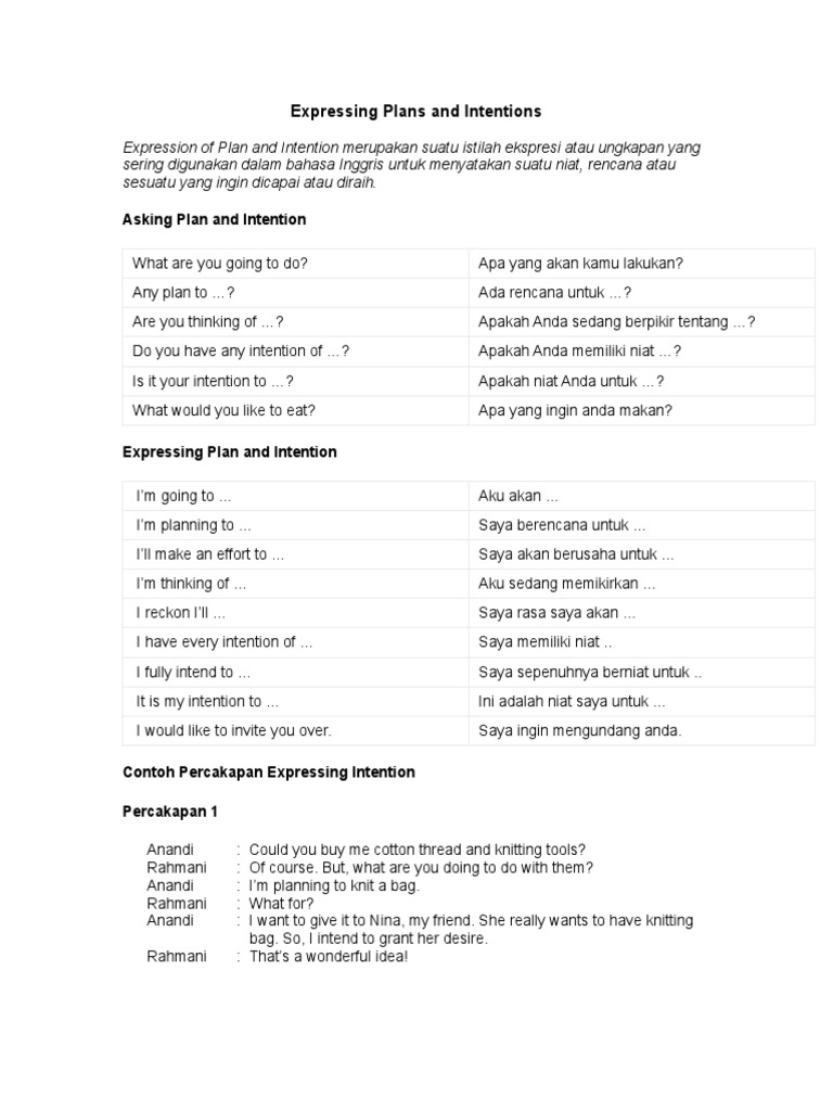 Expressing Plan and Intention | PDF