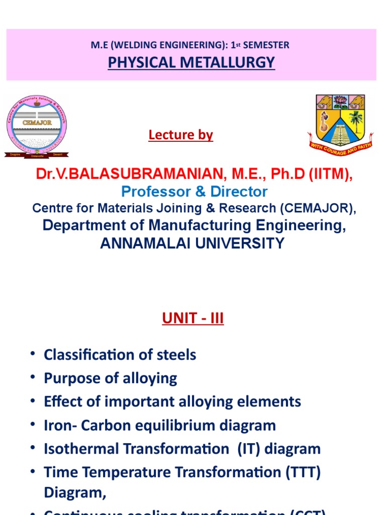 Physical Metallurgy: Lecture by | Download Free PDF | Steel | Stainless Steel