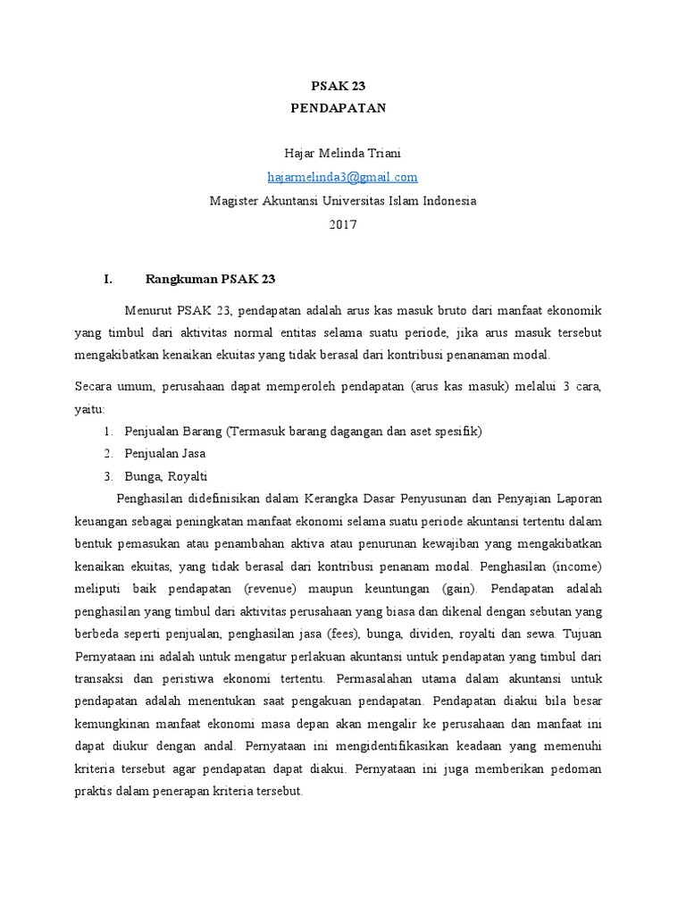 Panduan PSAK 23: Pengakuan Pendapatan | PDF