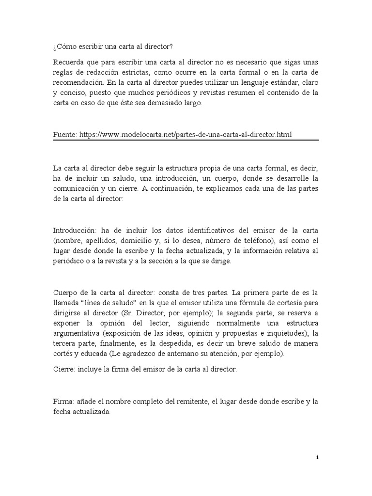 Ejemplo de Carta Al Director | PDF | Science | Ciencia y Tecnología