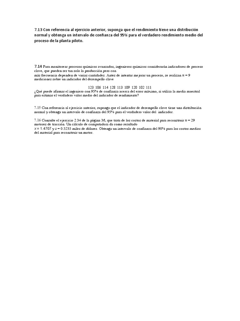 7.13 Con referencia al ejercicio anterior, suponga que el rendimiento ...