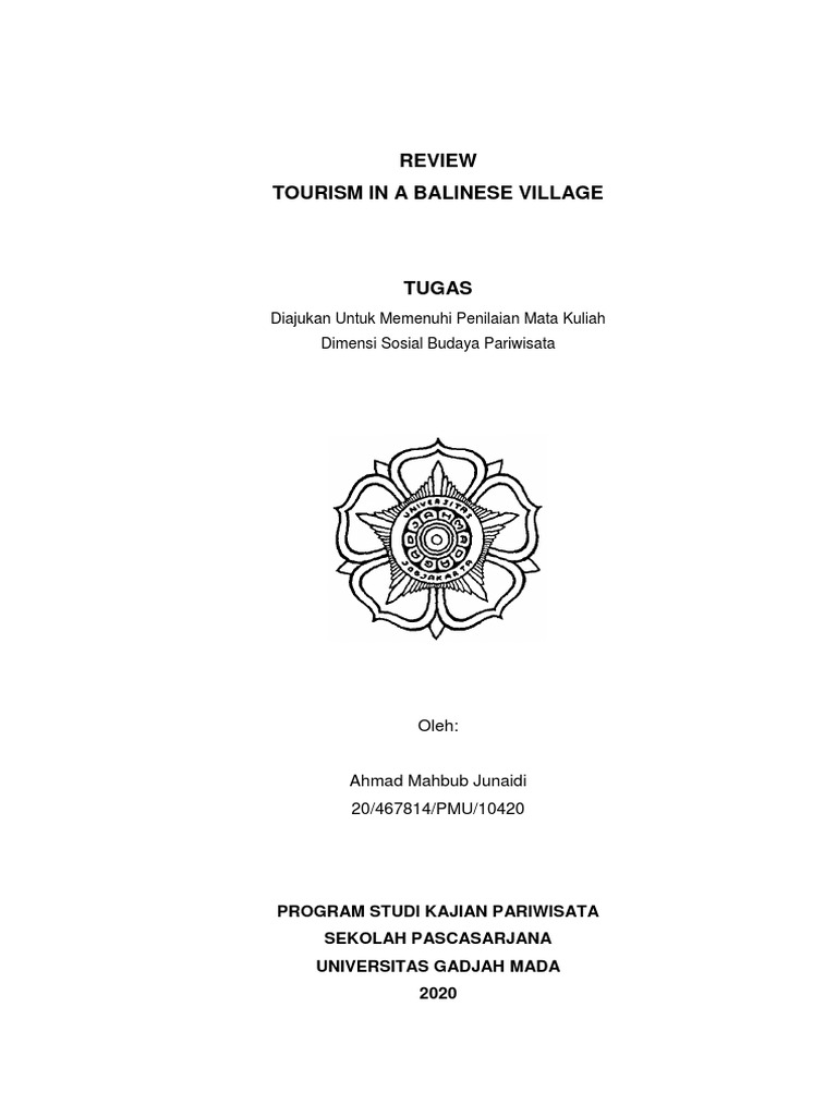 Ahmad Mahbub Junaidi - Tourism in A Balinese Village | PDF