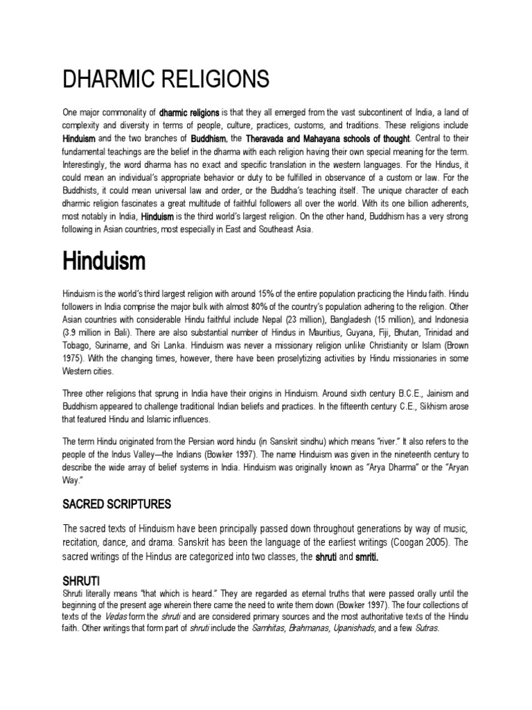 Dharmic Religions: Sacred Scriptures | PDF | Vedas | Rama