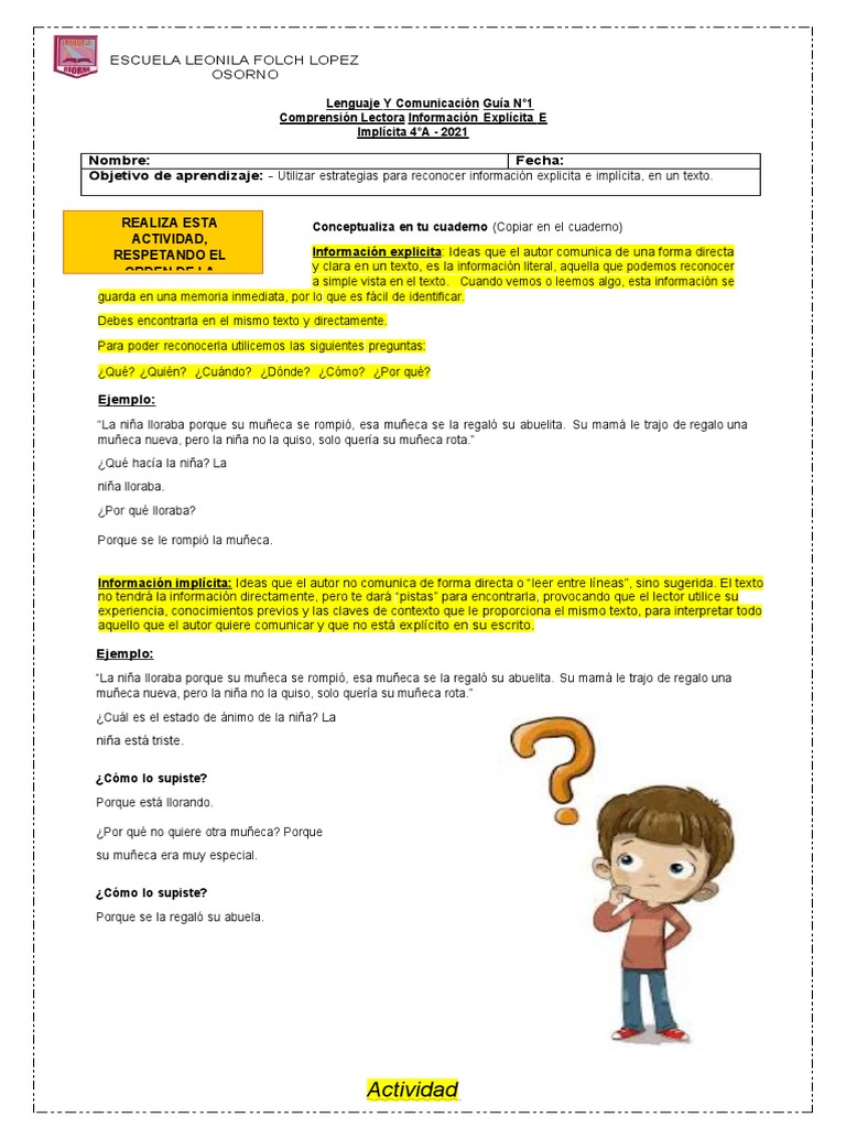 Info. Explicita e Implicita | PDF | Comprensión lectora | Información