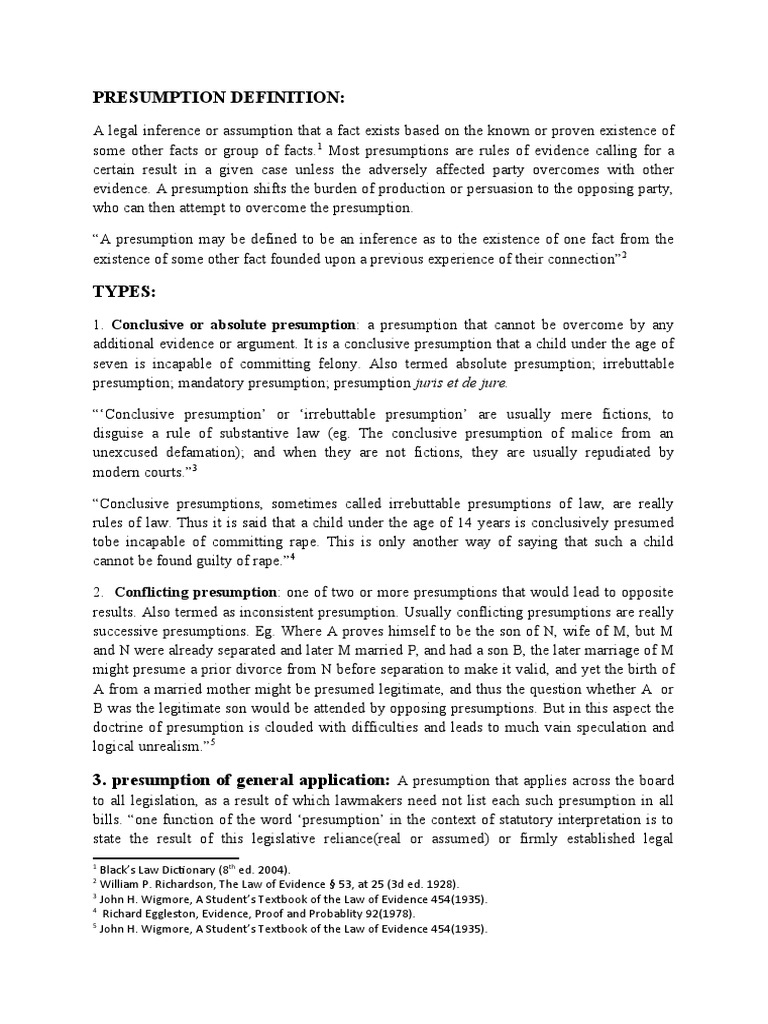 Presumption Definition | PDF | Presumption Of Innocence | Burden Of ...