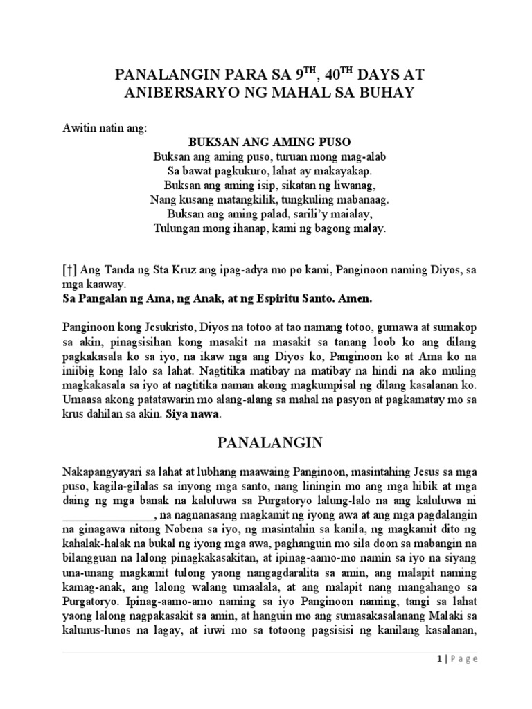 Nobena para Sa Mga Kaluluwa Sa Purgatoryo | PDF