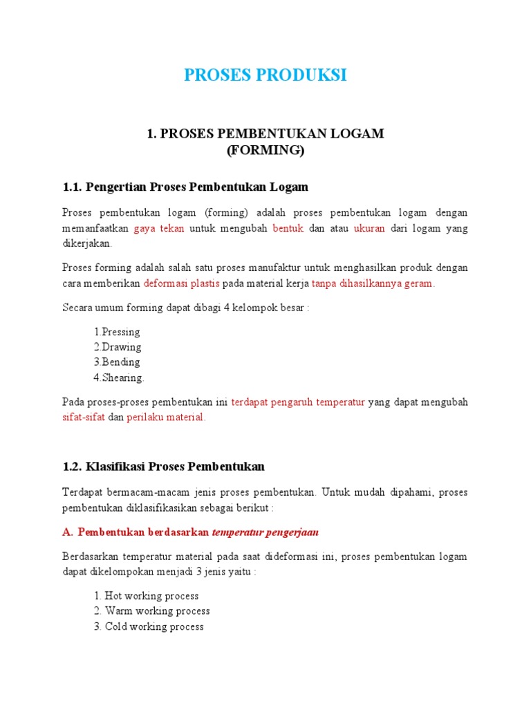 MEMAHAMI PROSES PEMBENTUKAN LOGAM | PDF