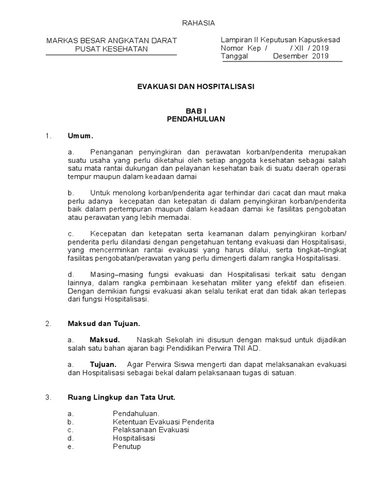 Evakuasi Dan Hospitalisasi (Hanjar) | PDF