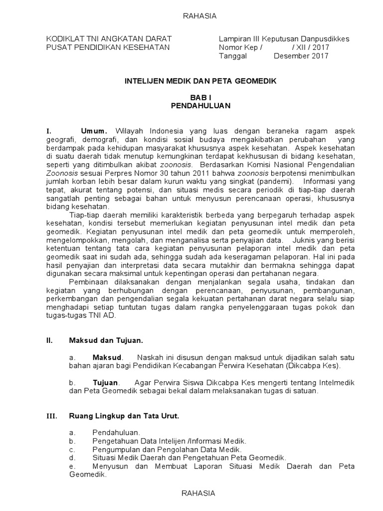 Intelijen Medik Dan Peta Geomedik (Hanjar) | PDF