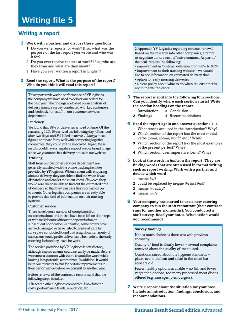 Business Result 2e Writing Advanced 5 SB | PDF | Logistics | Business