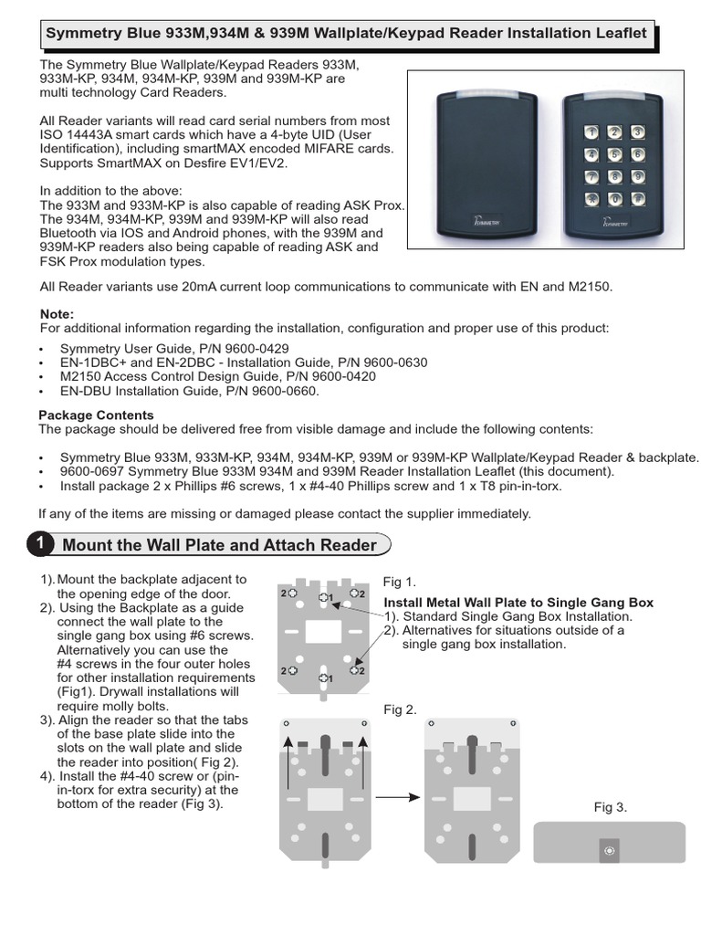 9600-0697-1.0 - Symmetry Blue 933M 934M & 939M Wallplate RDR Install ...