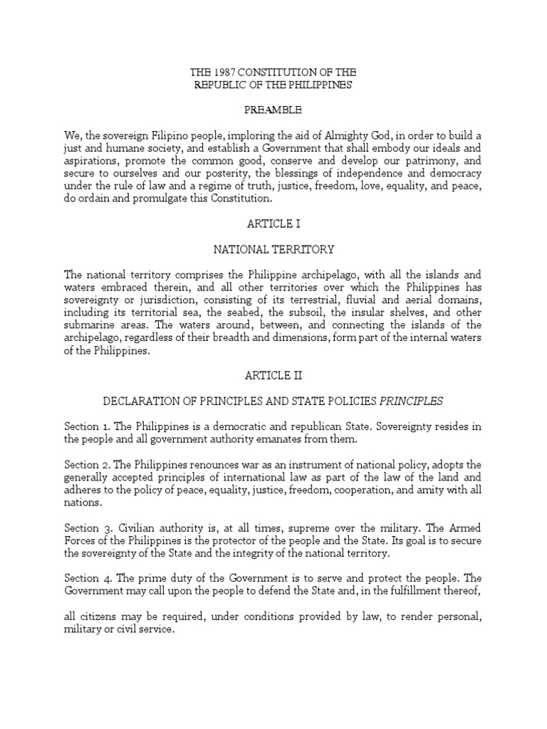 1987 Philippine Constitution | PDF | United States House Of ...
