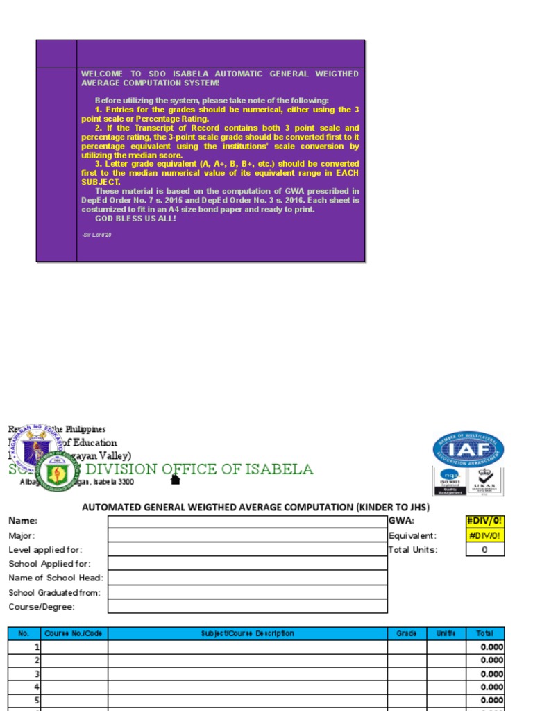 AUTOMATIC GWA SYSTEM Final | PDF | Curriculum | Geography