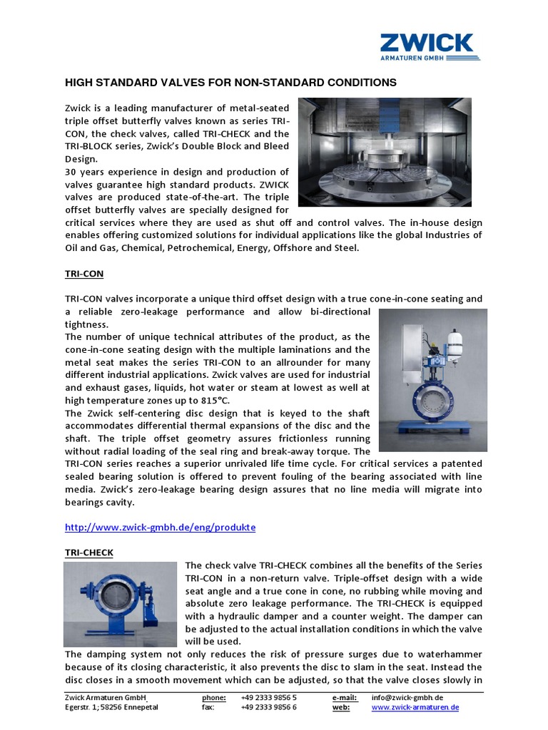 ZWICK VALVES FOR CRITICAL CONDITIONS | PDF | Valve | Throttle