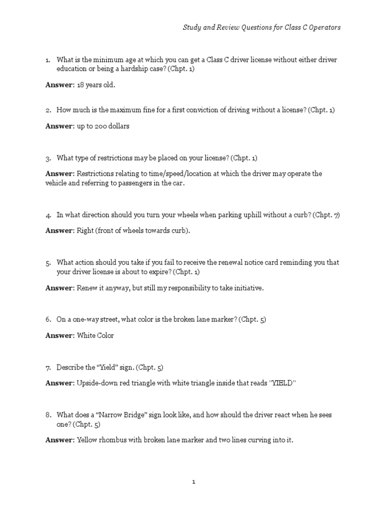 Study and Review Questions For Class C Operators (Answer) | PDF ...