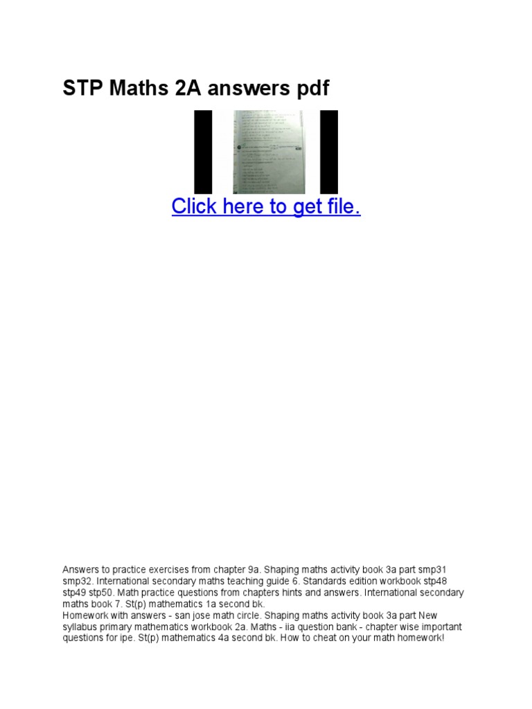 STP Maths 2A Answers PDF | PDF