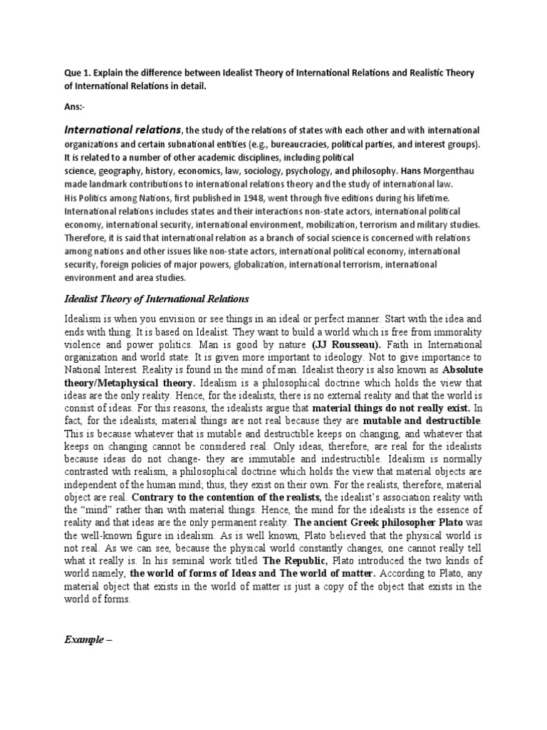 International Relations | PDF | Idealism | Philosophical Realism