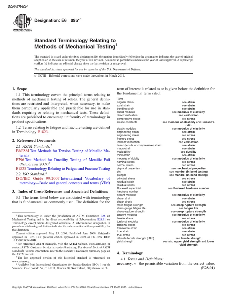 Astm E6 | PDF | Deformation (Engineering) | Fracture