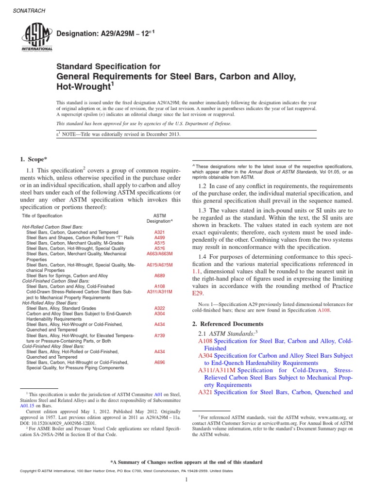 Astm A29 | PDF | Heat Treating | Steel
