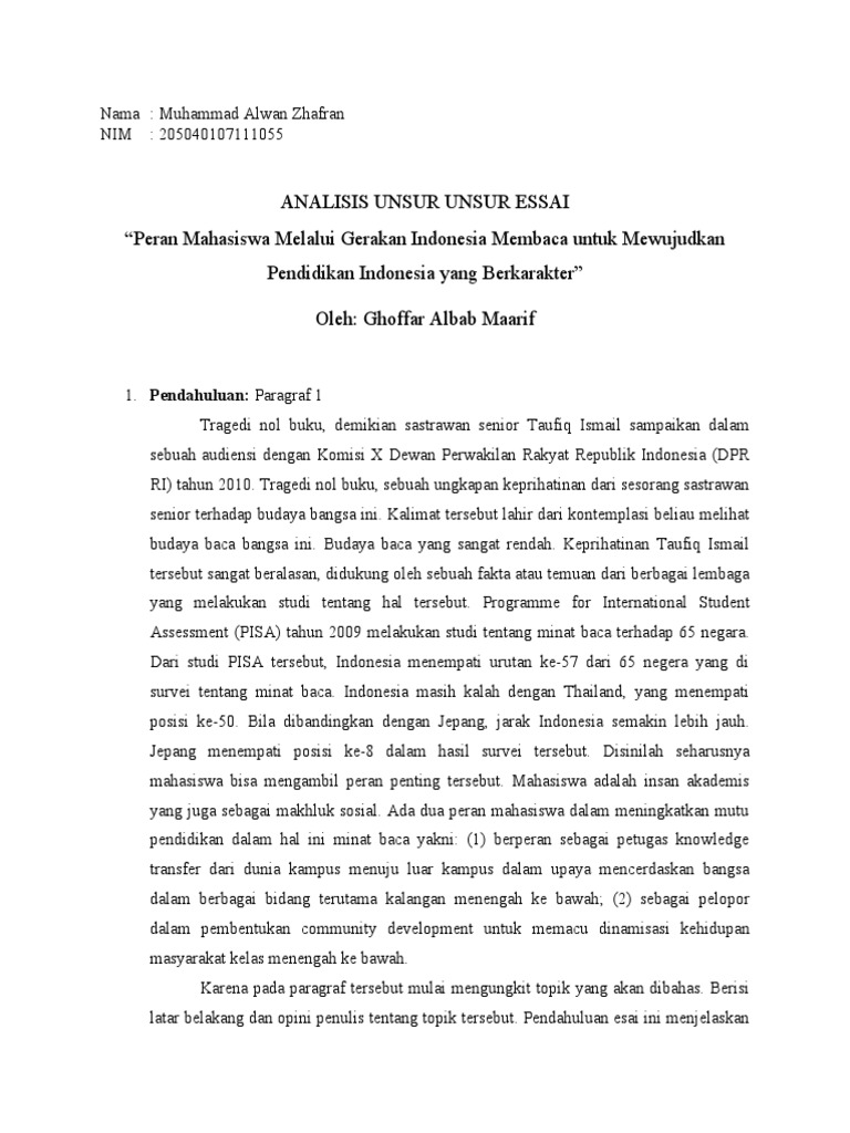 Hasil Analisis Essai | PDF