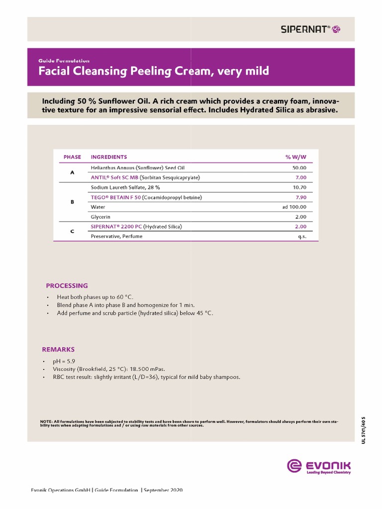 Guide Formulation Facial Cleansing Peeling Cream | PDF