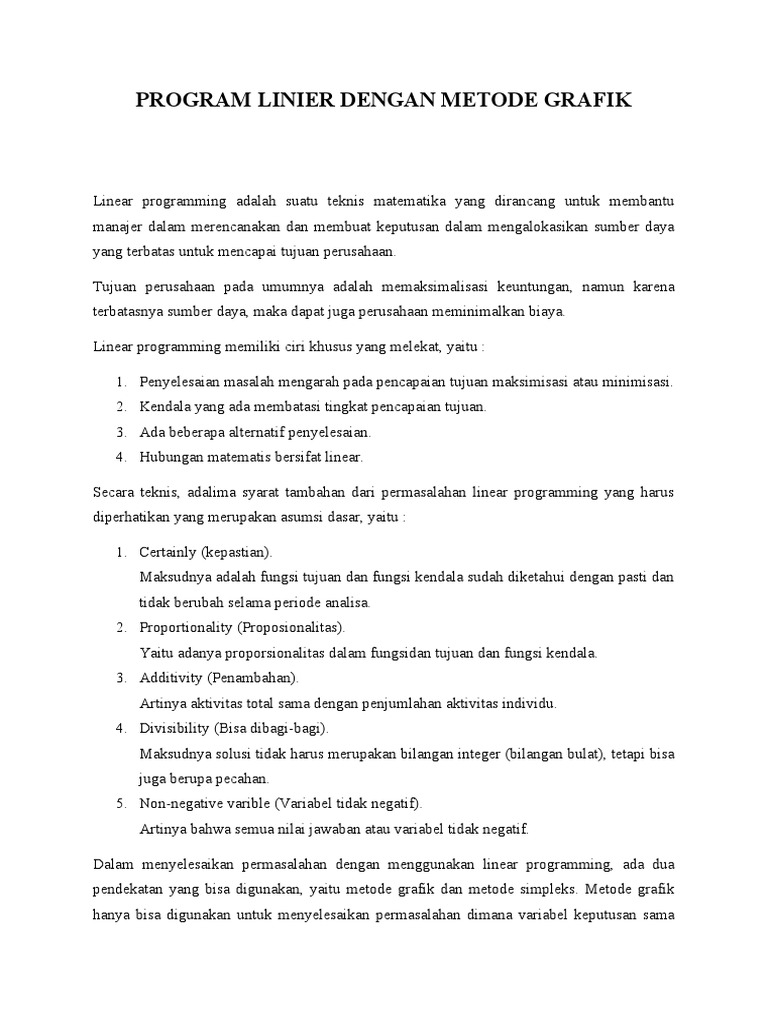 VII. Program Linier Dengan Metode Grafik | PDF