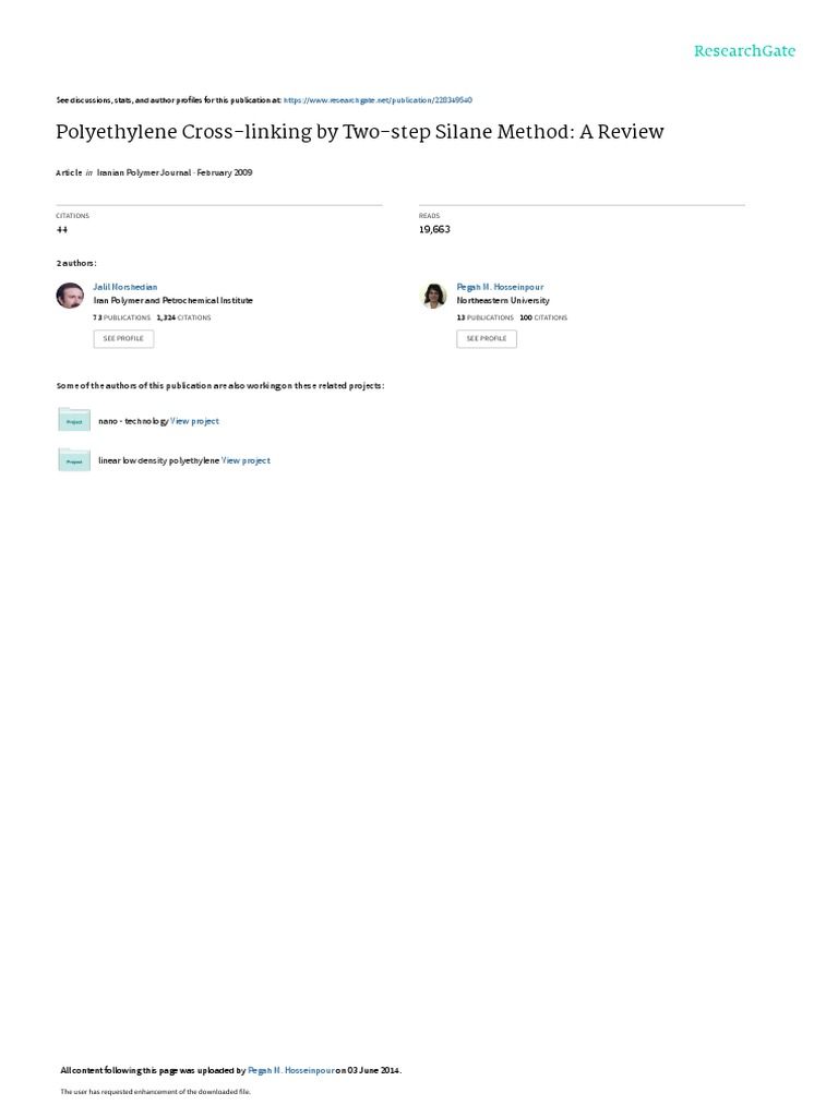 Polyethylene Cross-Linking by Two-Step Silane Meth | PDF | Polyethylene ...