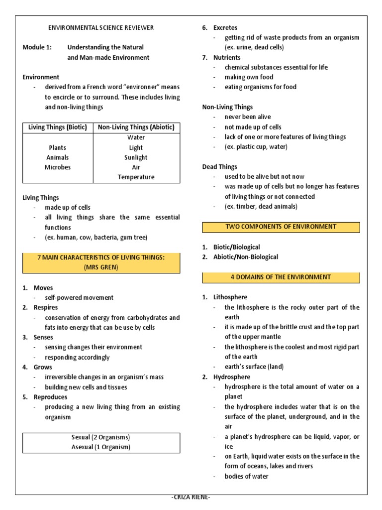 ENVI SCI Midterm Reviewer | PDF | Food Web | Ecosystem