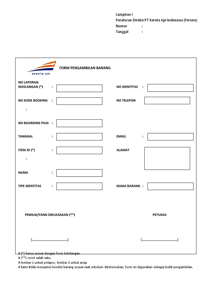 Form Pengambilan Barang | PDF