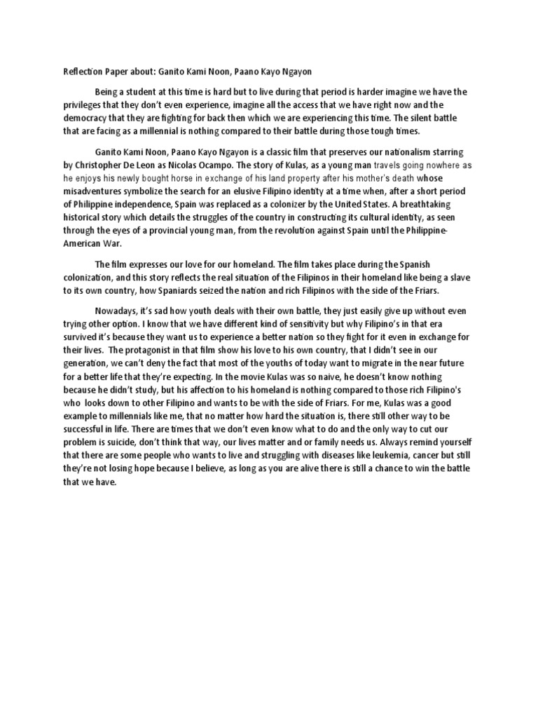 Reflection Paper About Ganito Kami Noon, Paano Kayo Ngayon | Download ...