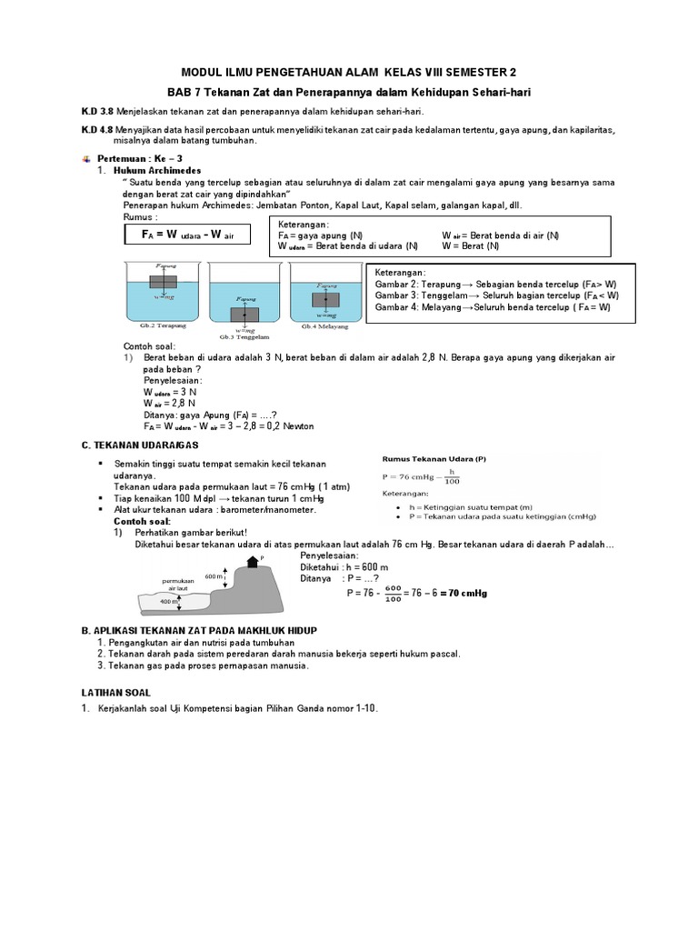 Modul Ipa Hk. Archimedes & Lamp. Ujikom Bab 7 | PDF