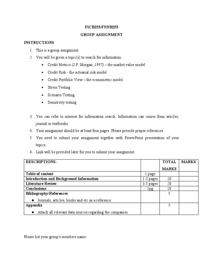 FICB253/FNNB253 Group Assignment Instructions | PDF