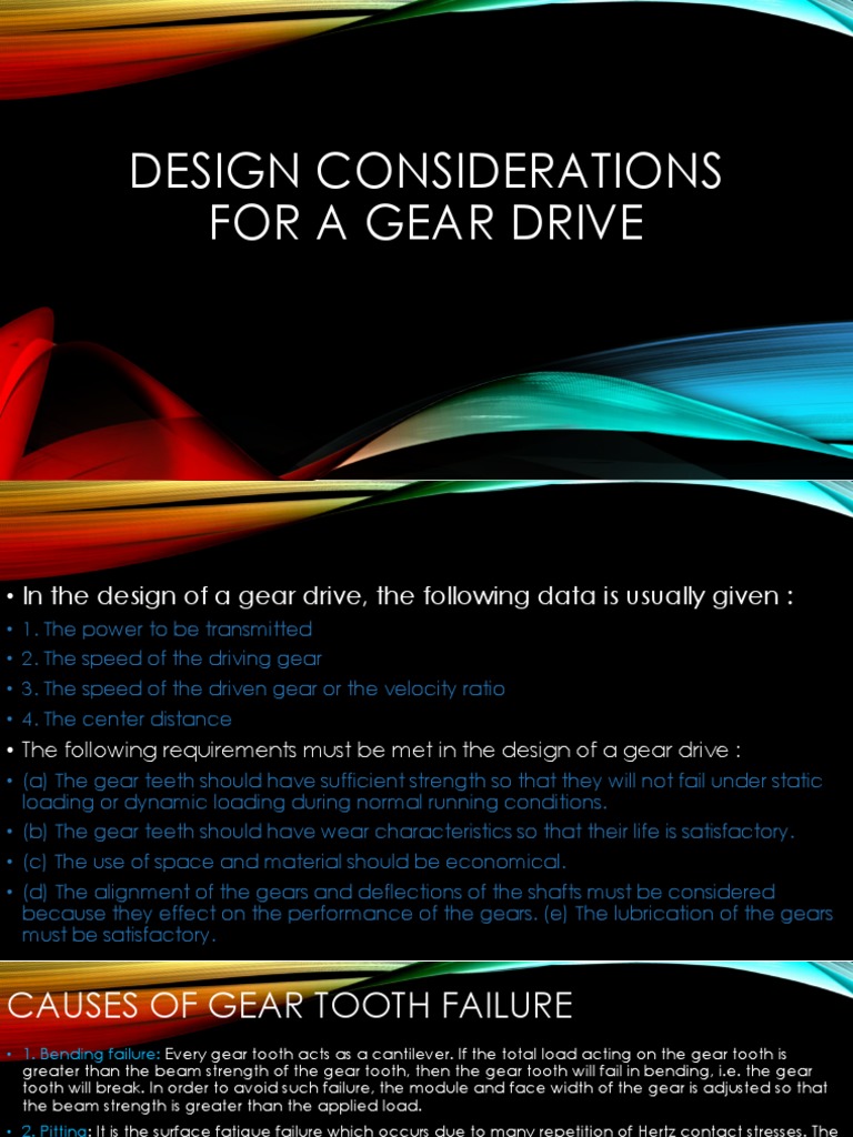 Gear Drive Design Considerations | PDF | Gear | Bending