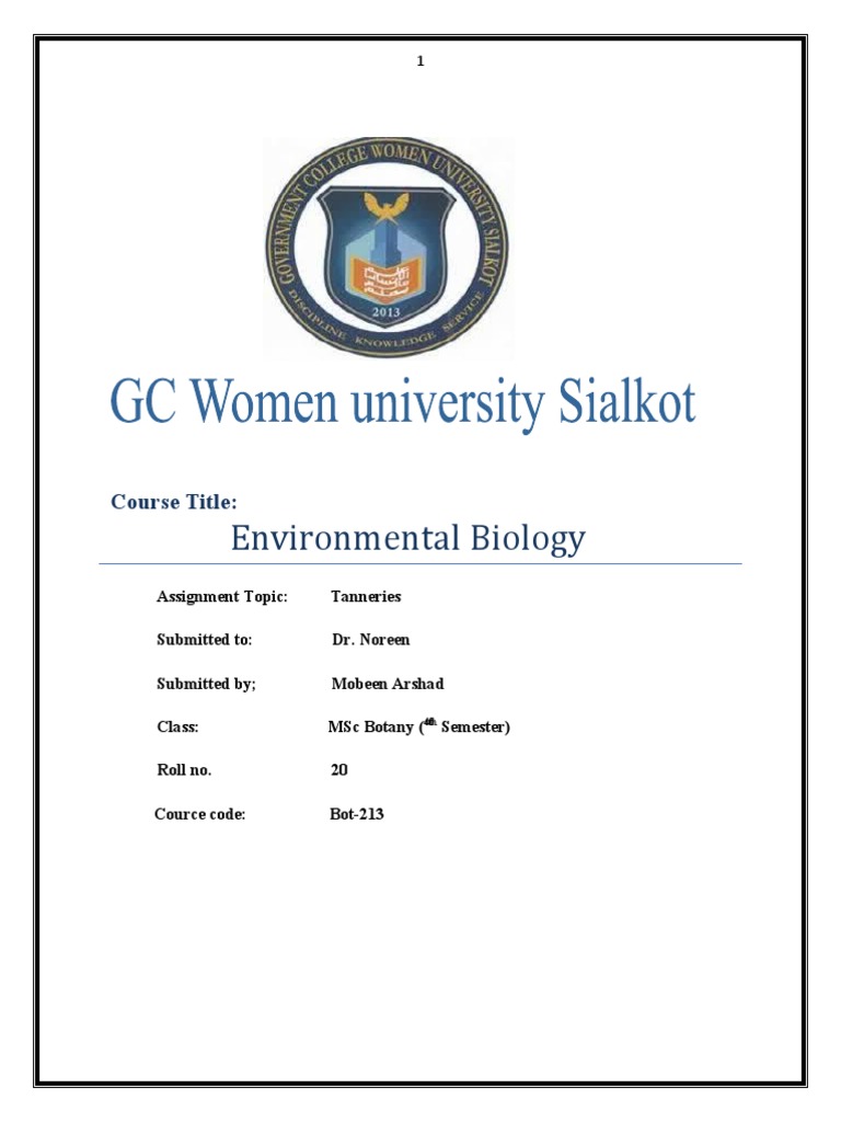 Environmental Biology: Course Title | PDF | Leather | Water Pollution