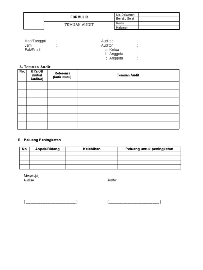 Contoh Form Temuan | PDF