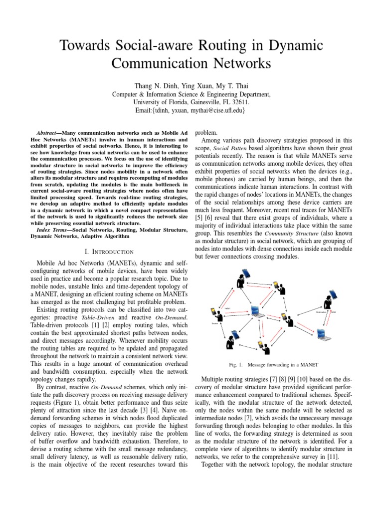 Towards Social-Aware Routing in Dynamic Communication Networks | Download Free PDF | Wireless Ad ...