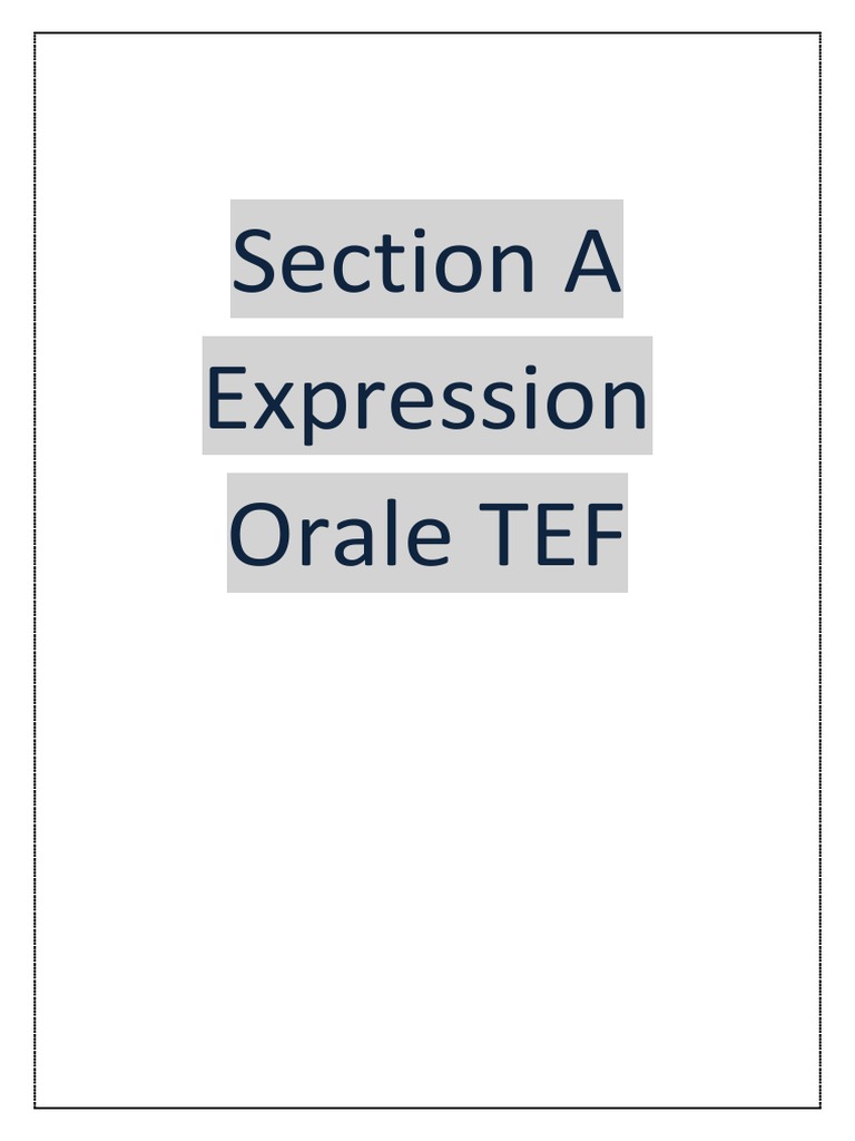 Section A Expression Orale TEF | PDF | Bénévolat