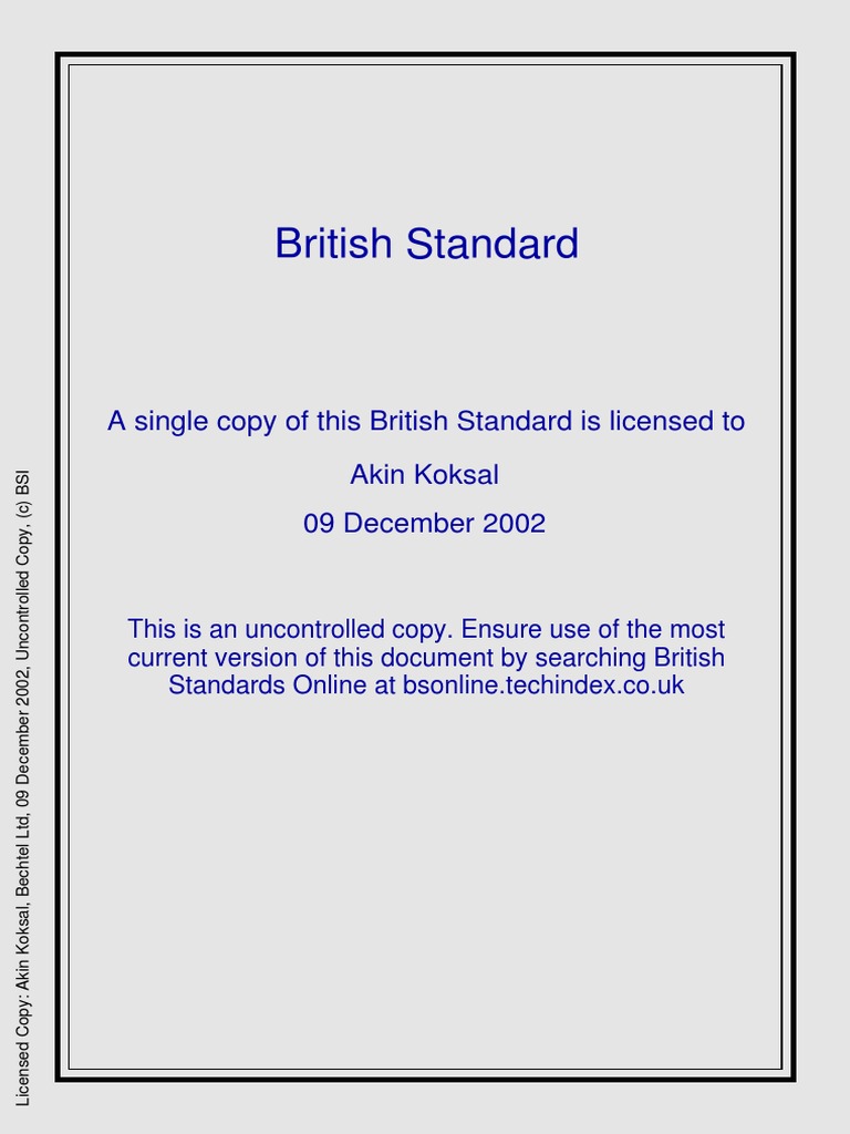 British Standard: A Single Copy of This British Standard Is Licensed To ...