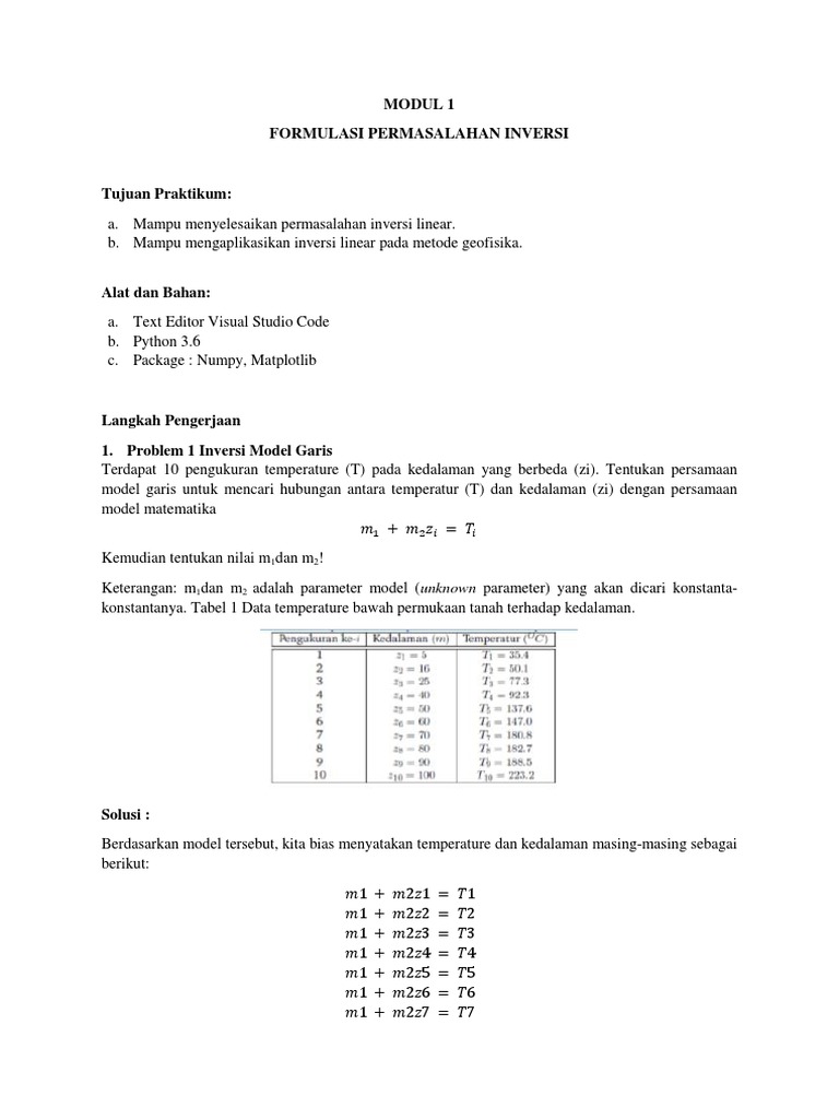 Modul Inversi Linear Geofisika | PDF