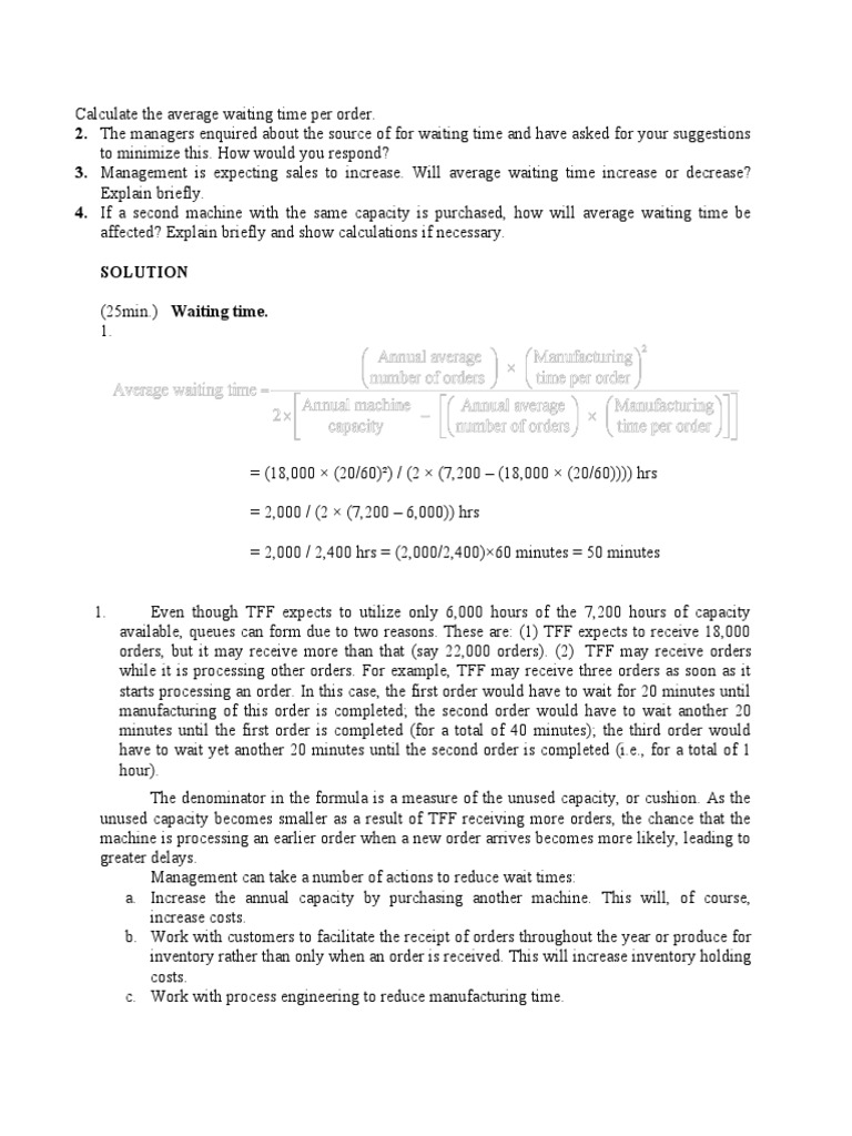 Calculate The Average Waiting Time Per Order | PDF | Inventory | Economies