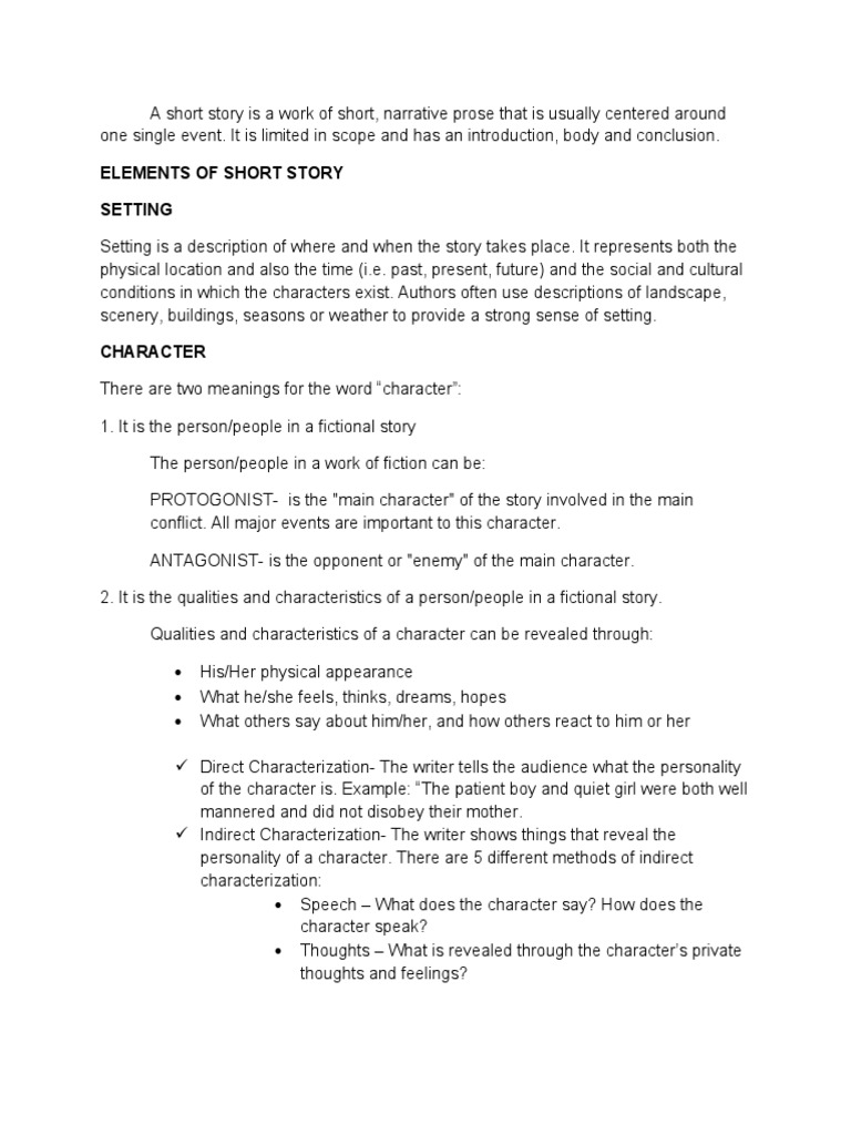 Elements of Short Story Setting | PDF | Plot (Narrative) | Narration