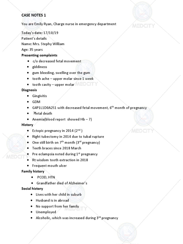 Case Notes 1: Presenting Complaints | PDF
